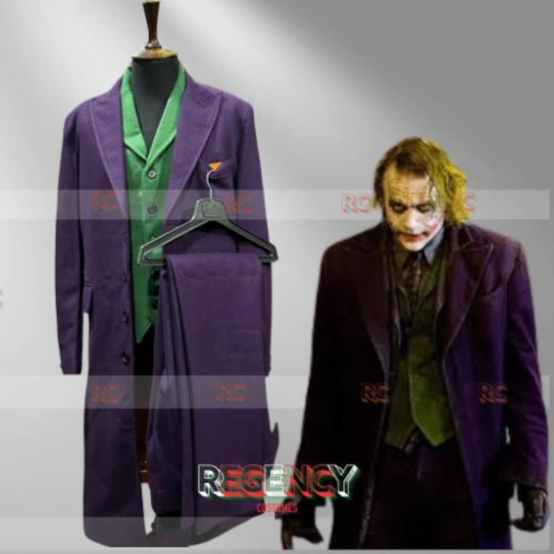 Joker Cosplay Costume Dark Knight Joker Long Coat Long Purple Wool ...