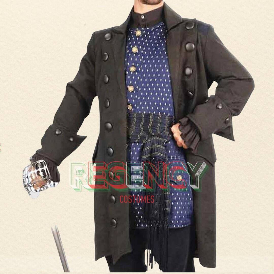 Mens Bucaneer Captain Coat-blackbeard Jacket-historical Costume ...