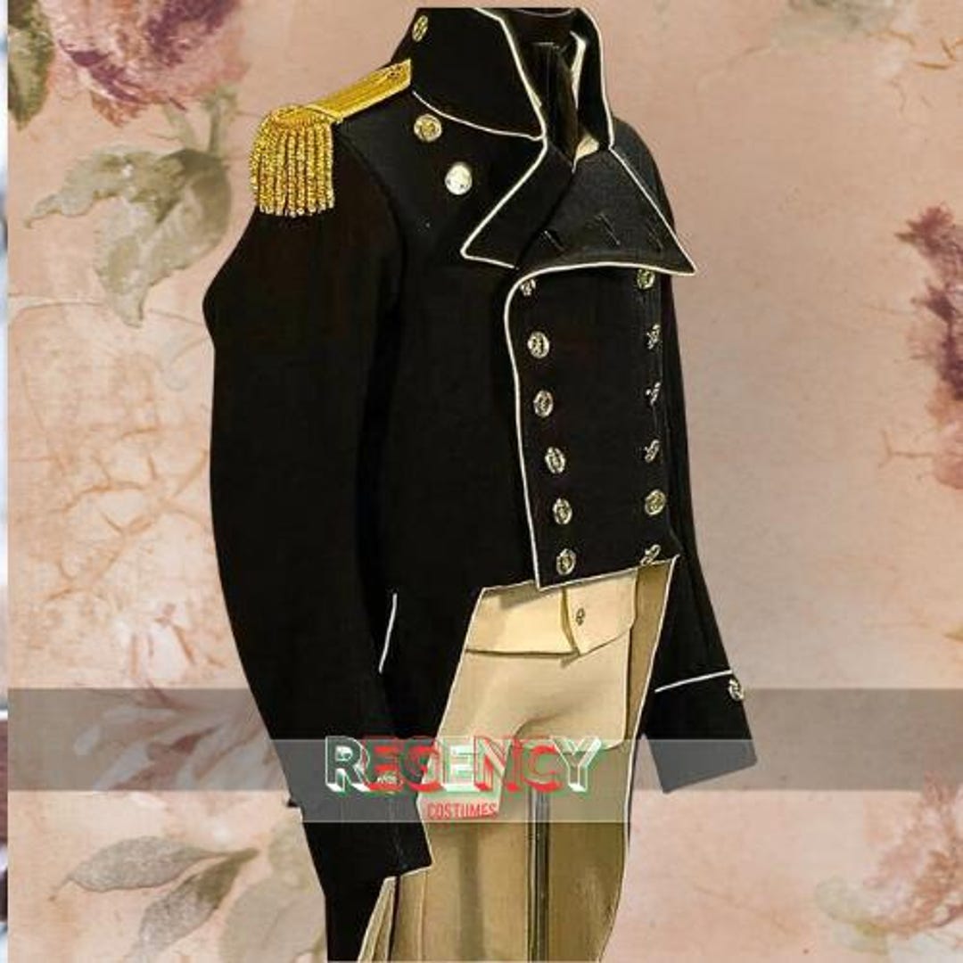 New Mens Military Jacket Breasted Coat - Royal Black Regency Attire ...