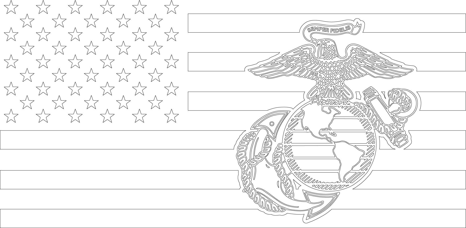 American US Ega Eagle Globe Anchor Marine Corp Flag SVG PDF Files Cnc ...