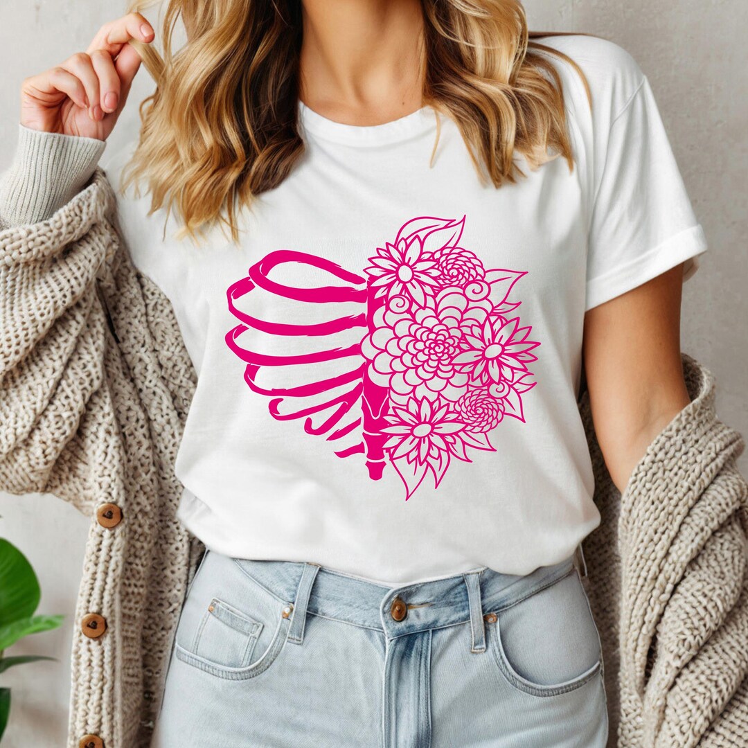 Rib Cage Shirt, Floral Heart, Floral Rib Cage Shirt, Rib Cage Anatomy ...