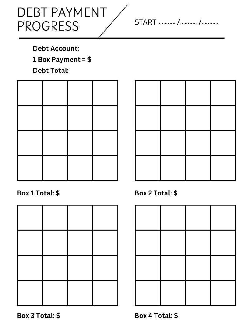 Debt Payment Progress Chart and Coloring Worksheet - Etsy