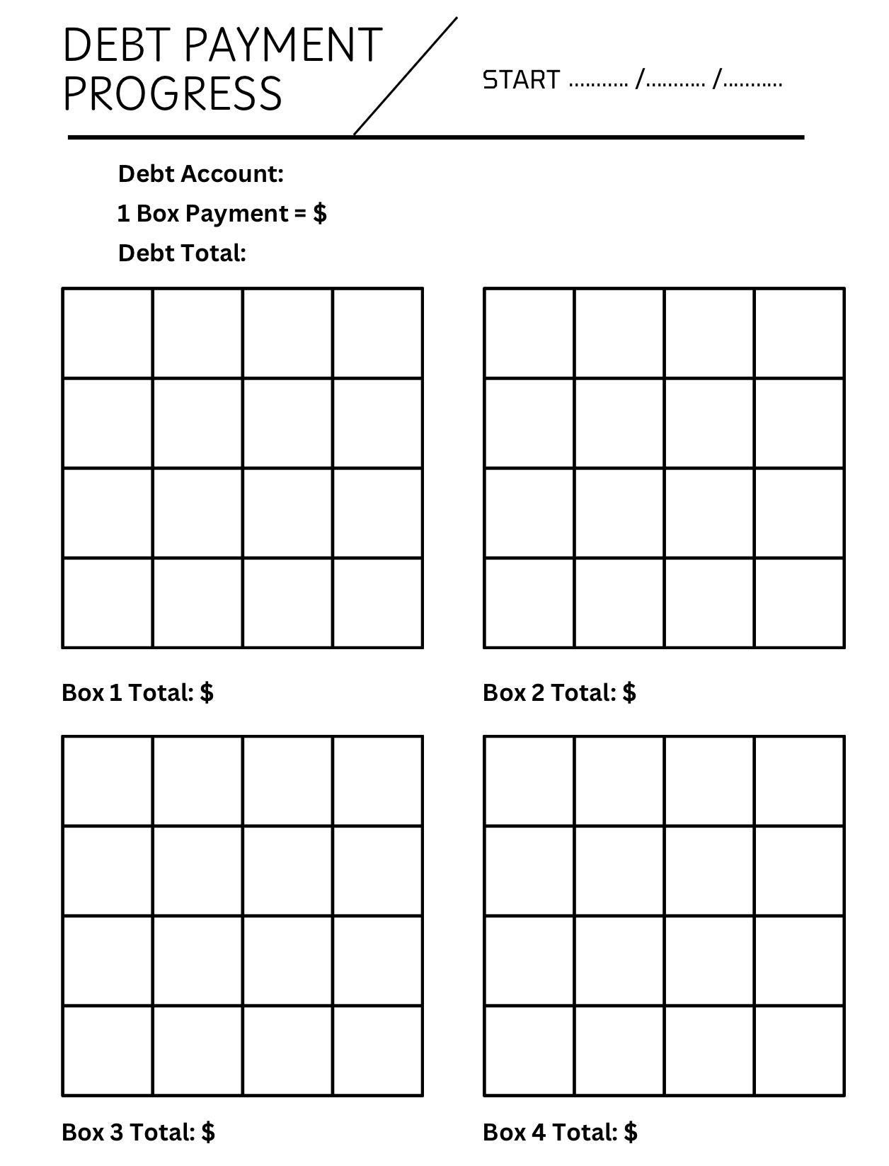 Debt Payment Progress Chart and Coloring Worksheet - Etsy
