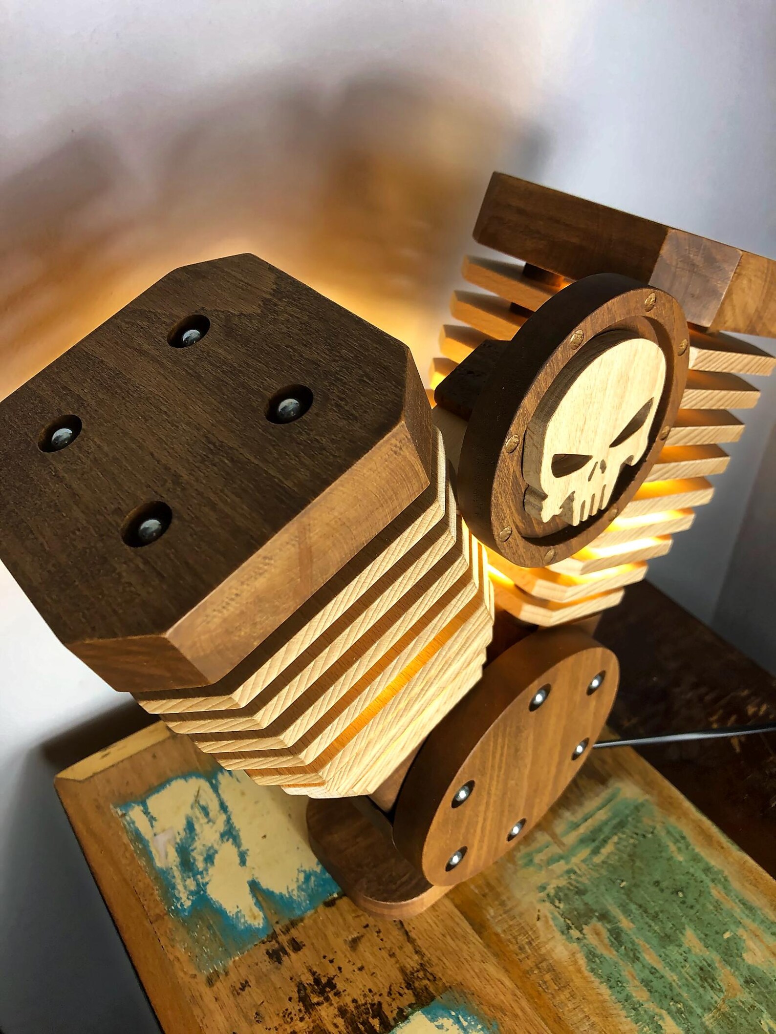 Harley Davidson Lamp / Motorcycle Table Lamp / Handmade / Wooden ...