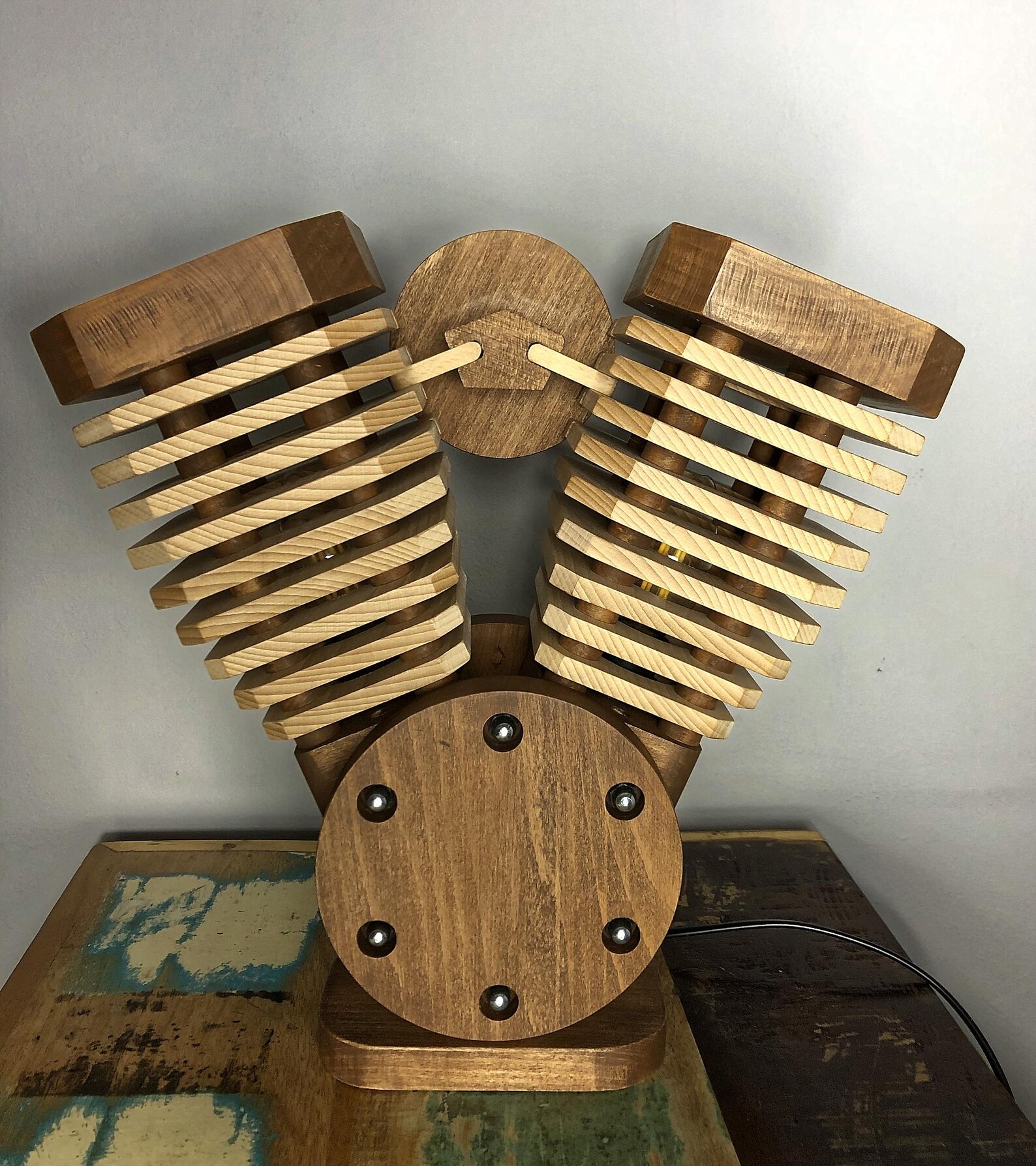 Harley Davidson Lamp / Motorcycle Table Lamp / Handmade / Wooden ...