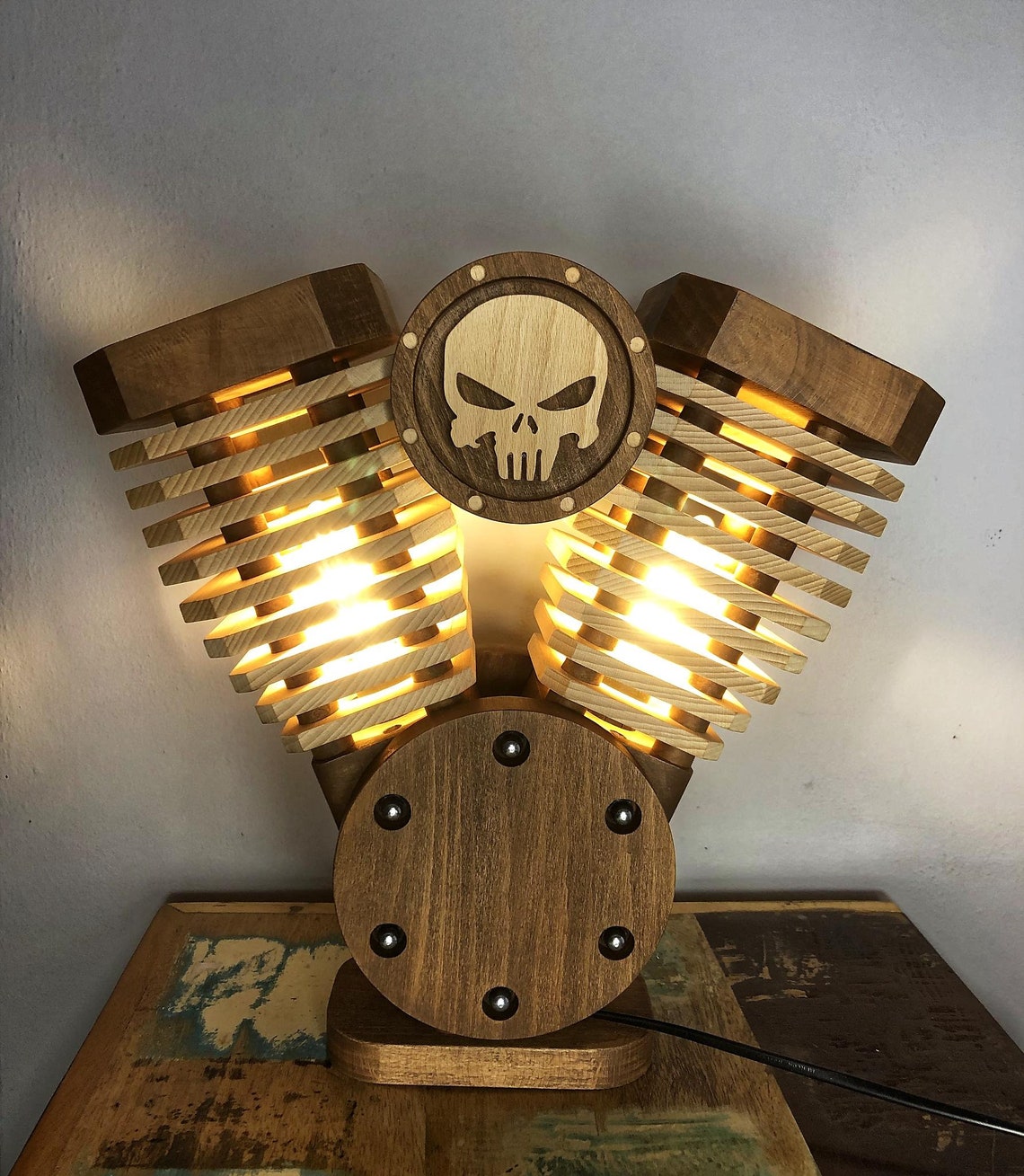 Harley Davidson Lamp / Motorcycle Table Lamp / Handmade / Wooden ...