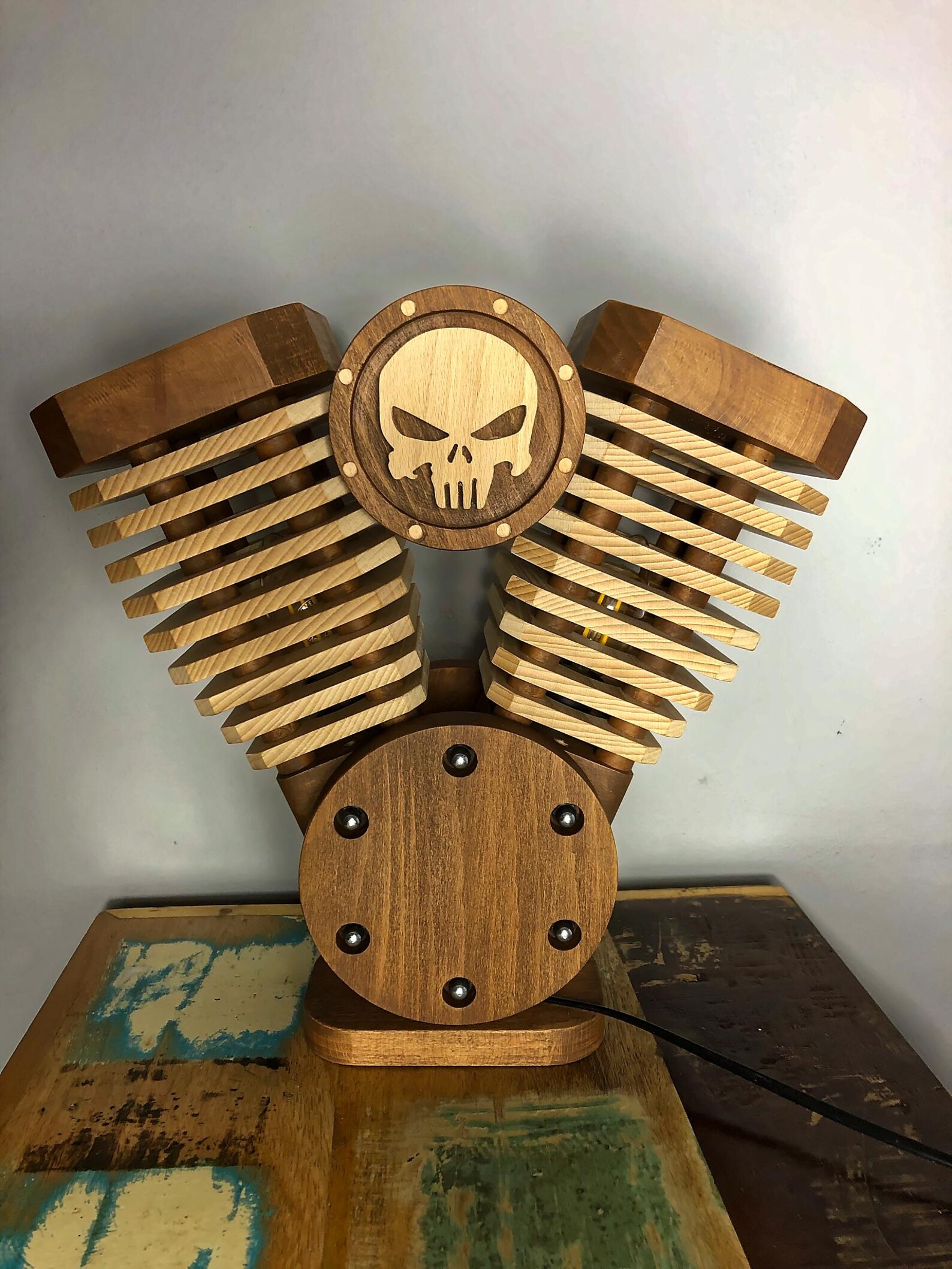 Harley Davidson Lamp / Motorcycle Table Lamp / Handmade / Wooden ...