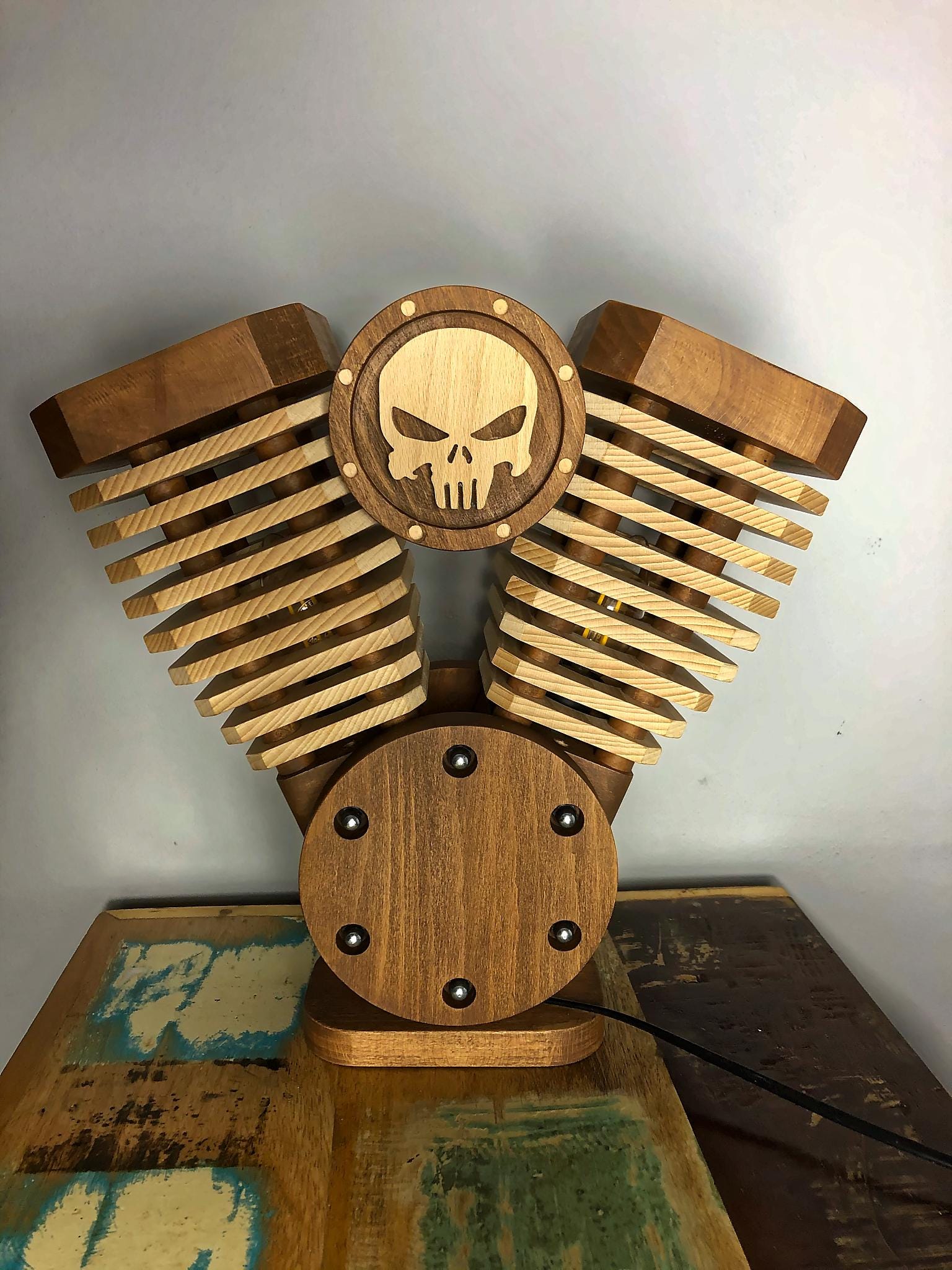 Harley Davidson Lamp / Motorcycle Table Lamp / Handmade / Wooden ...