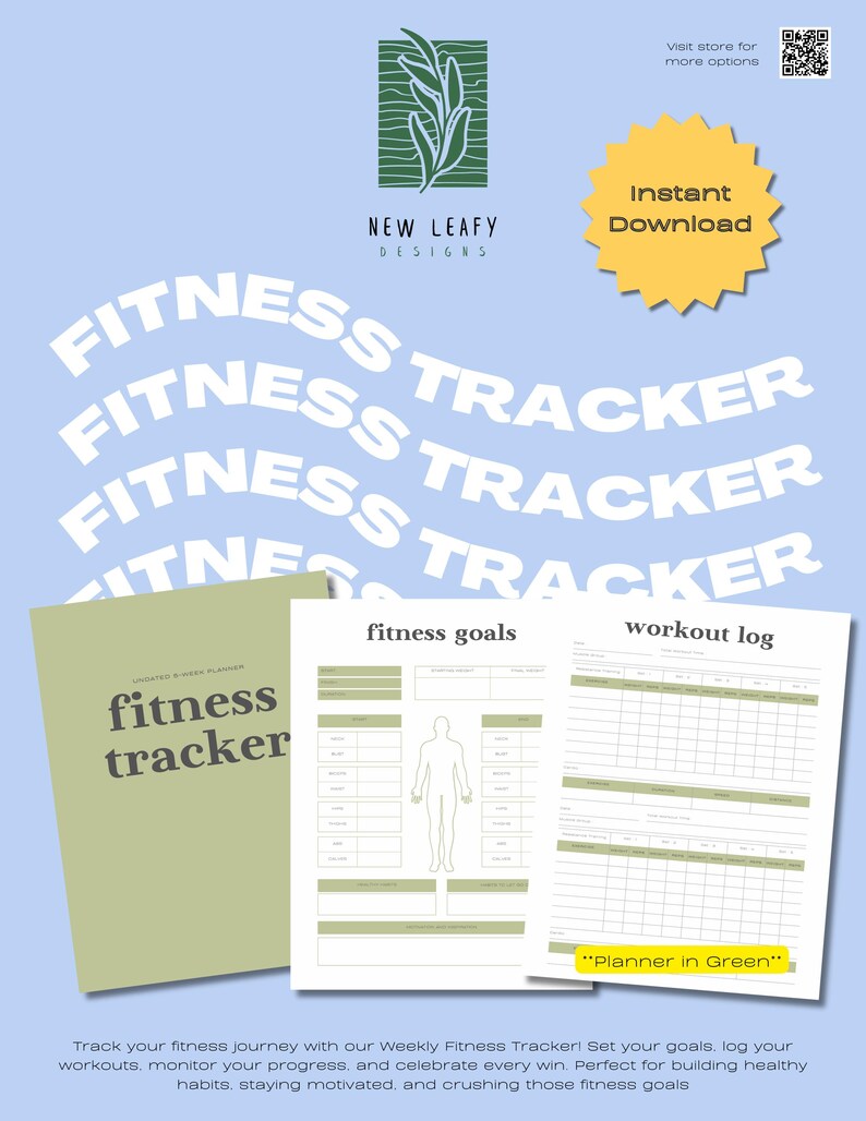 Fitness Tracker Planner Printable – Downloadable Goal Setting, Wellness Tracker, Workout Logs in ...