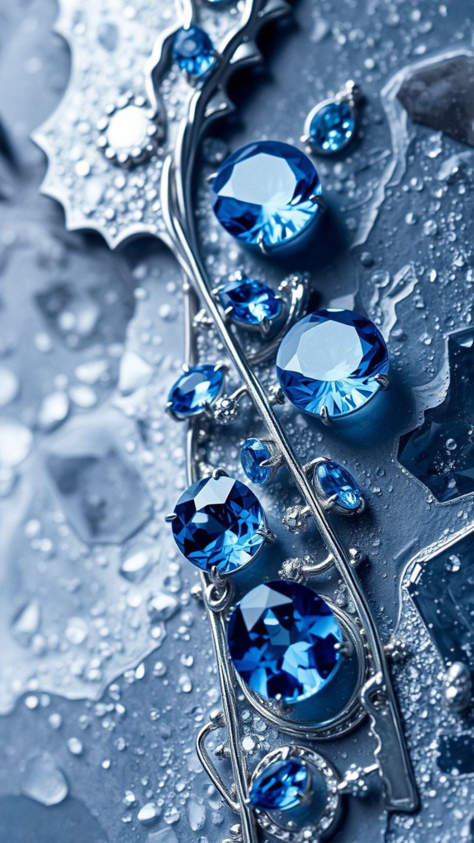 Silver and Sapphire Phone Wallpaper, iPhone Wallpaper, Android ...