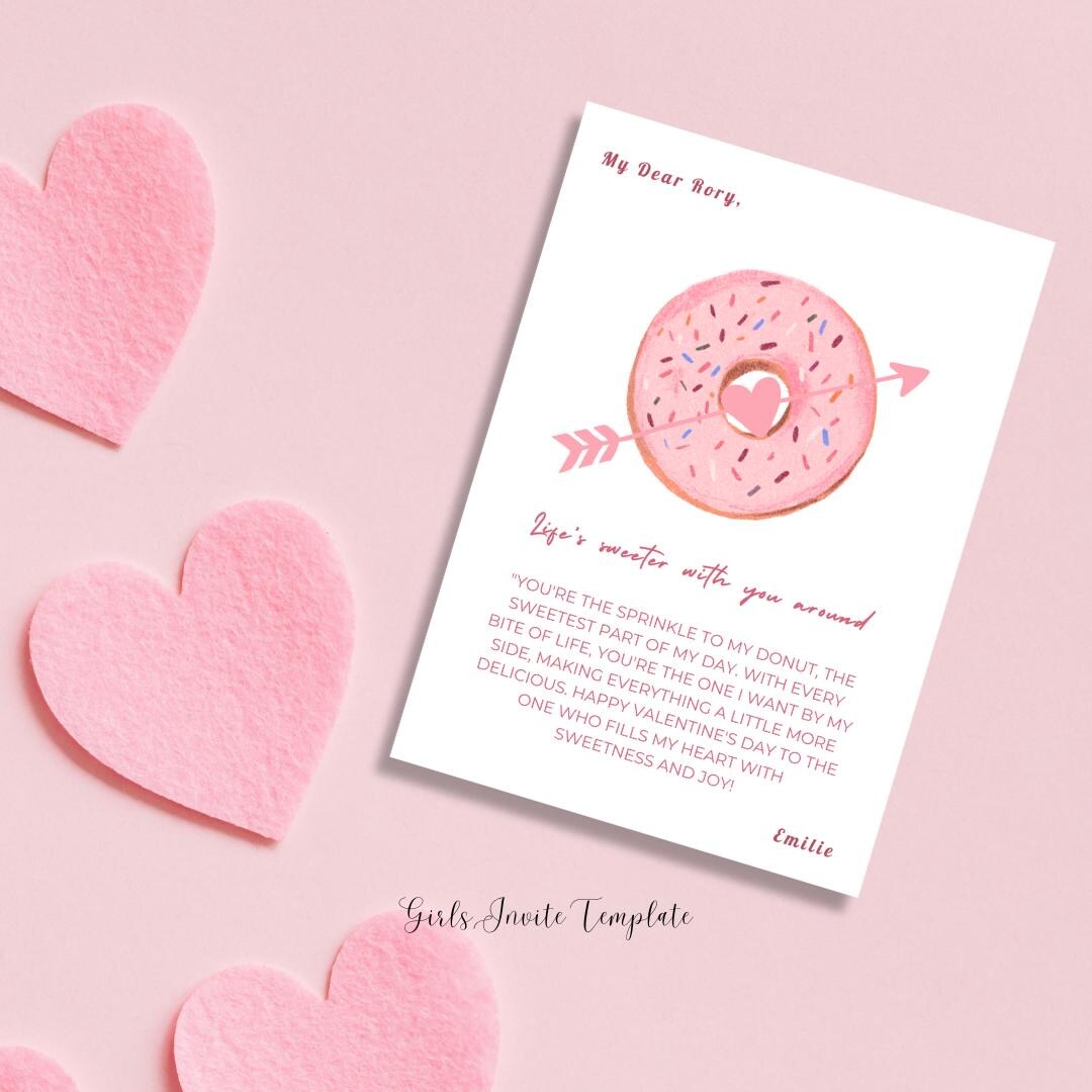 Editable Donut Themed Valentine's Day Card, Digital Download, Cute ...
