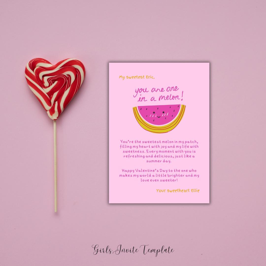 Editable Melon Valentine Card, White Day Card, Printable Love Card ...