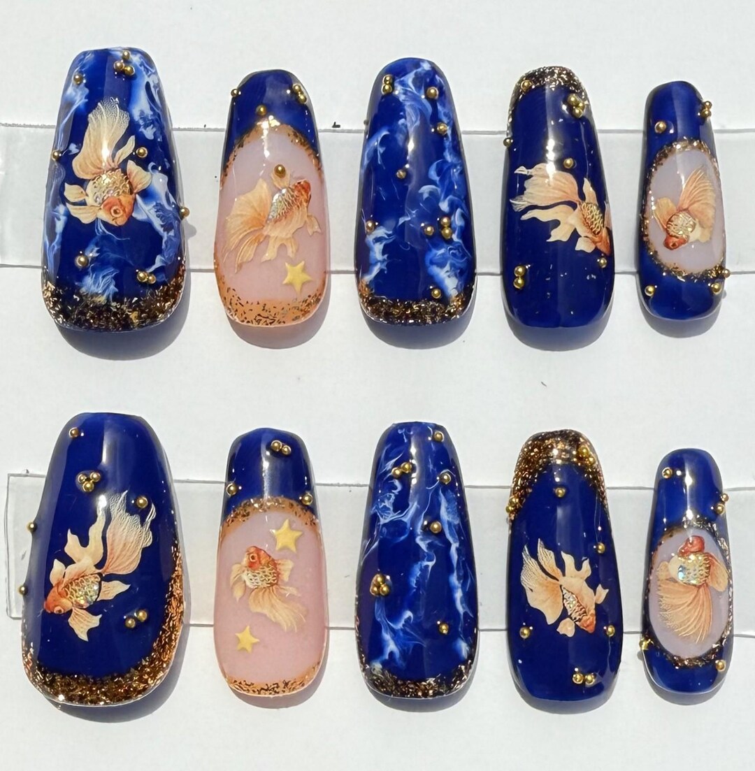Hand-painted Gel Nails | Custom Nail Set | Reusable Nails | DIY ...