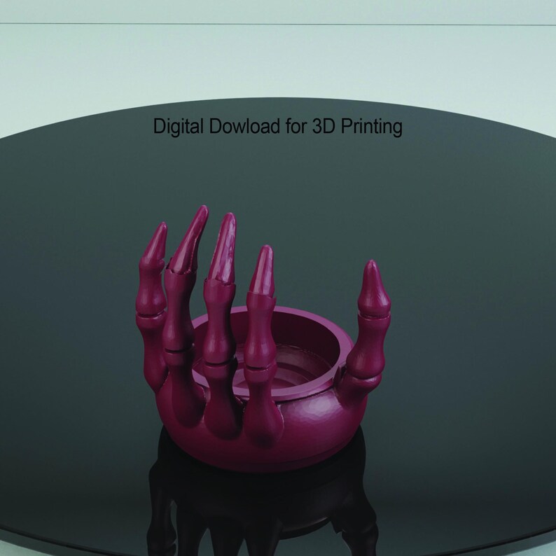 Skeleton Hand Bowl 3D Model Digital Download, Skull Decor STL File ...