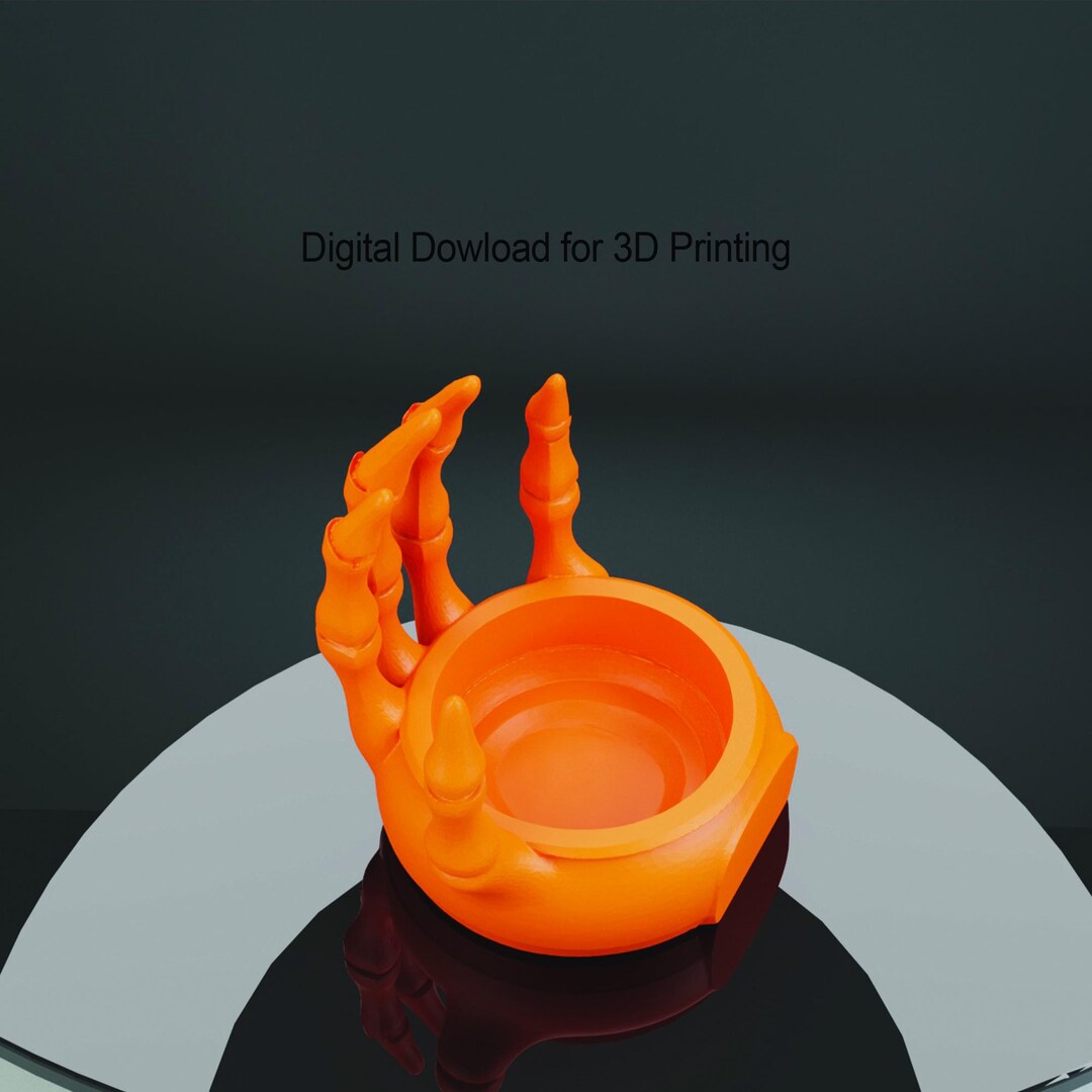 Skeleton Hand Bowl 3D Model Digital Download, Skull Decor STL File ...