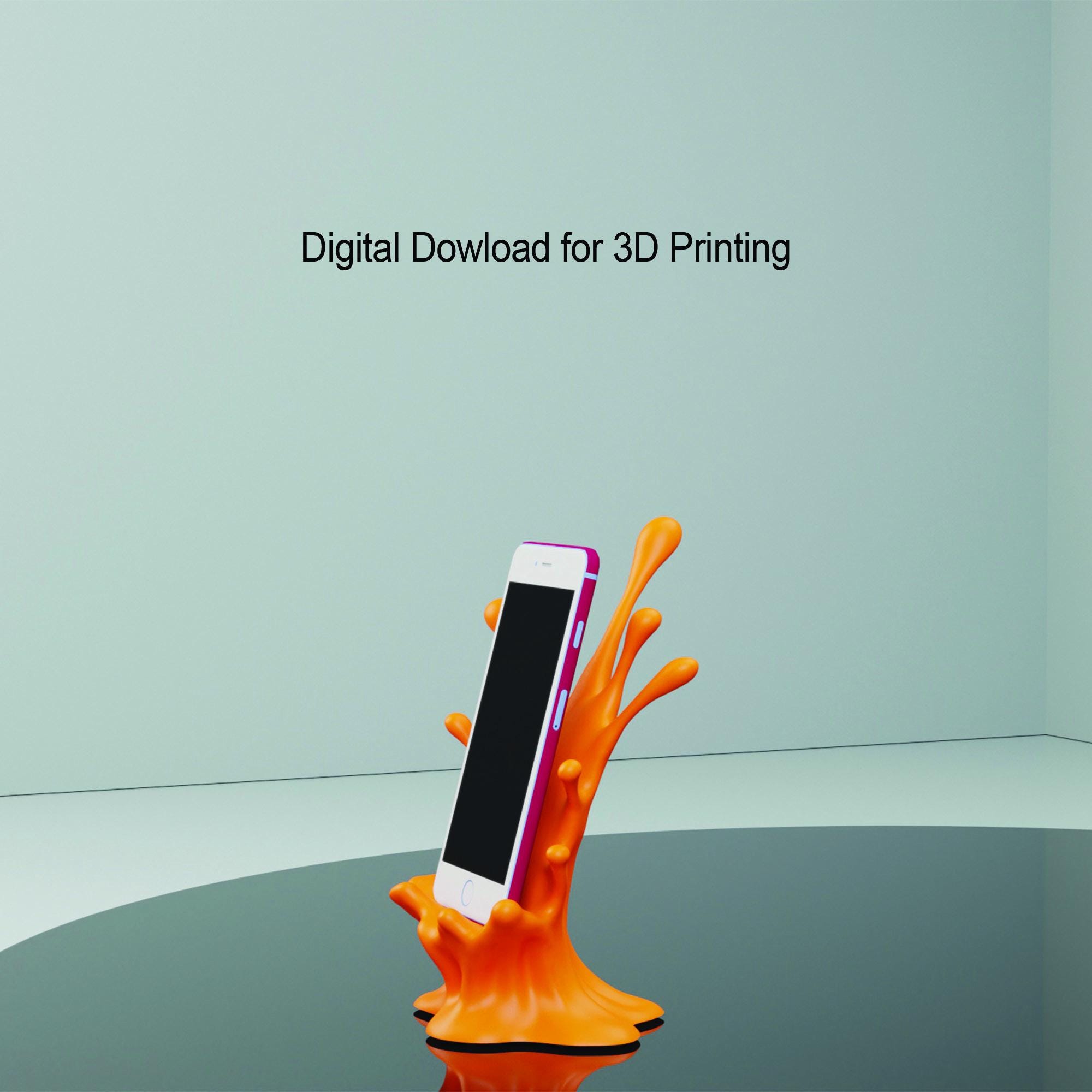3D Printable Phone Stand File, Splash Design, Digital Download, Unique ...