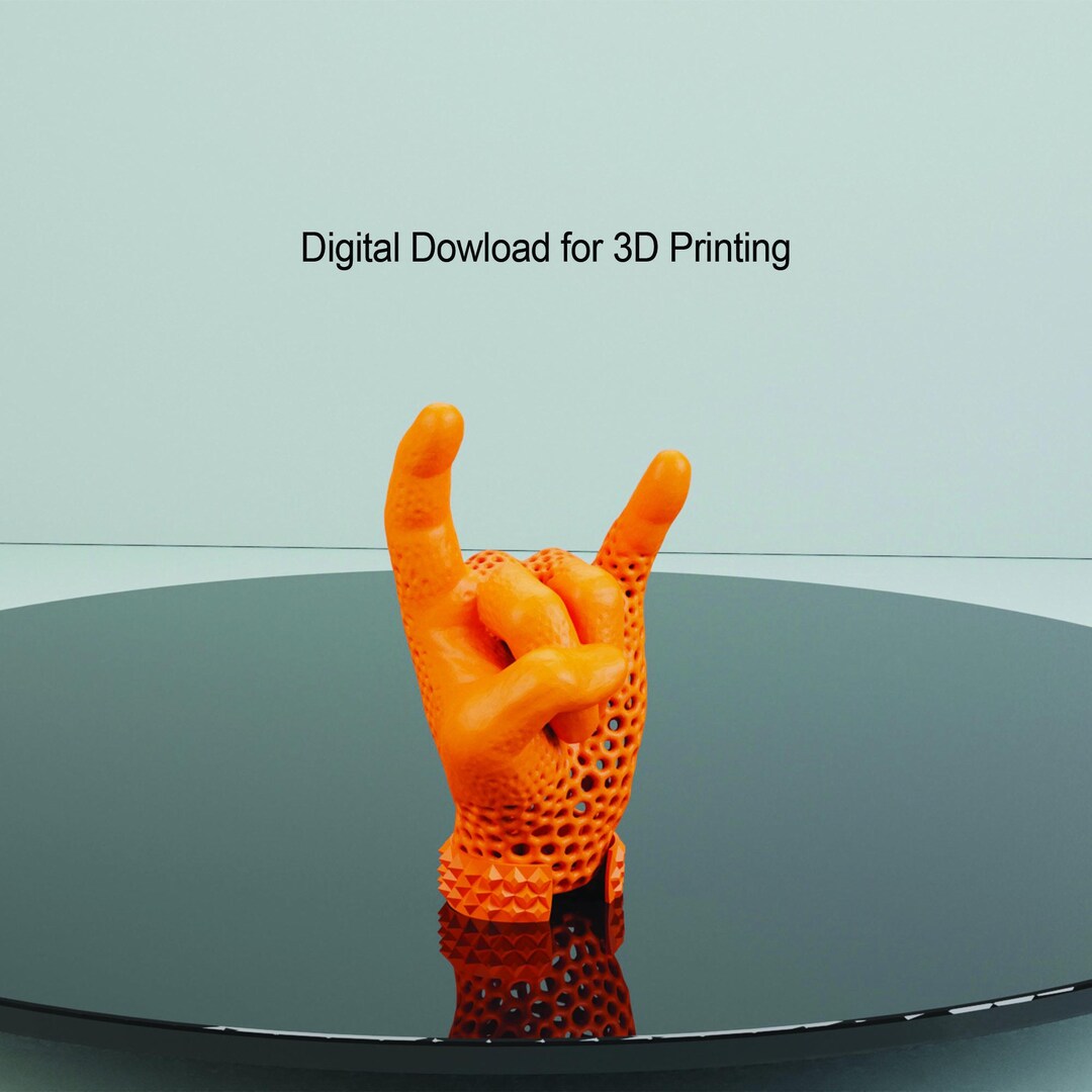 3D Printable Rock Hand Sign STL File – Digital Download for 3D Printing ...