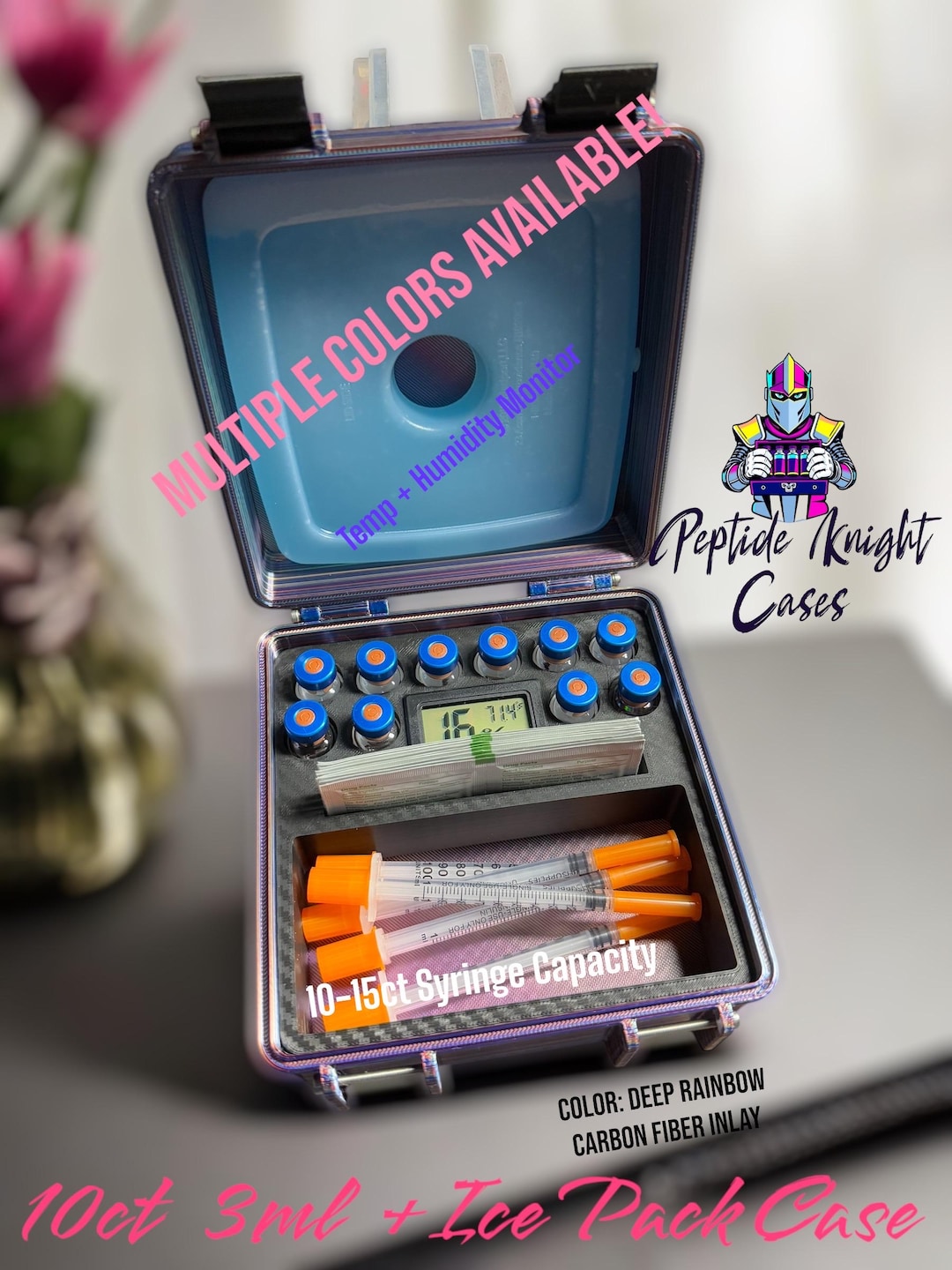 Cold Peptide Vial Storage Container Carrying Case Organizer - Ice Pack ...