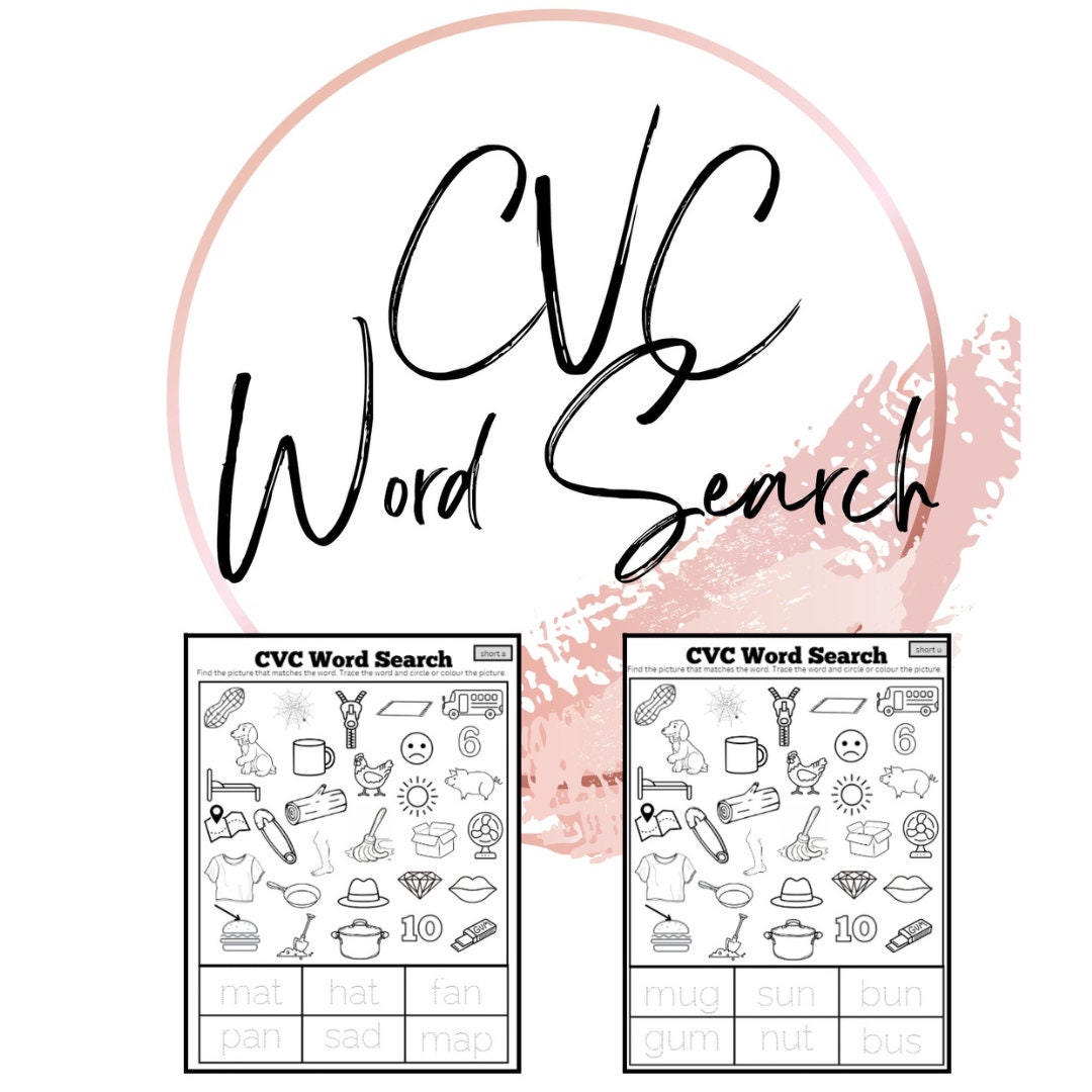 CVC Word Search, Short Vowel, Activity Worksheet - Etsy
