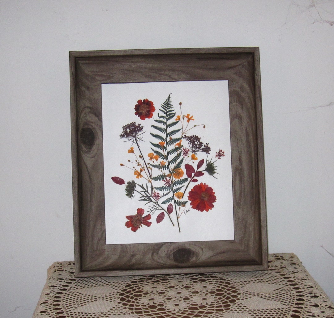 Pressed Floral, 8x10, in Rustic Brown Frame,11x13 - Etsy