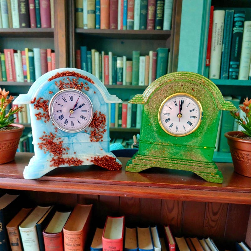 Epoxy Resin Mantle Clock - Etsy