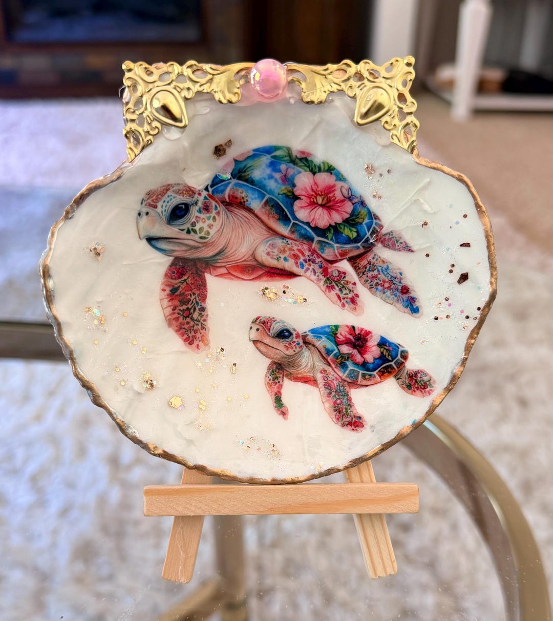 Turtles, Shell Trinket Dish, Baby Turtle, Sparkly, Coastal, Beach, Sea ...