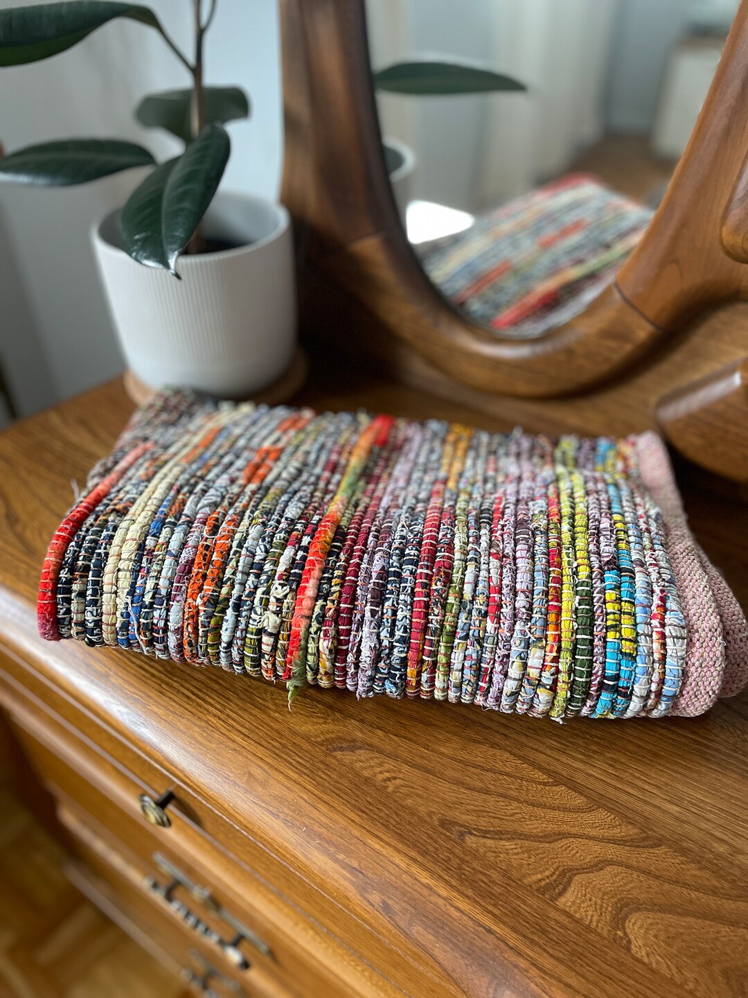 Vintage "crazy" Rag Rug Catalogne Entrance Rug Handwoven From Quebec ...