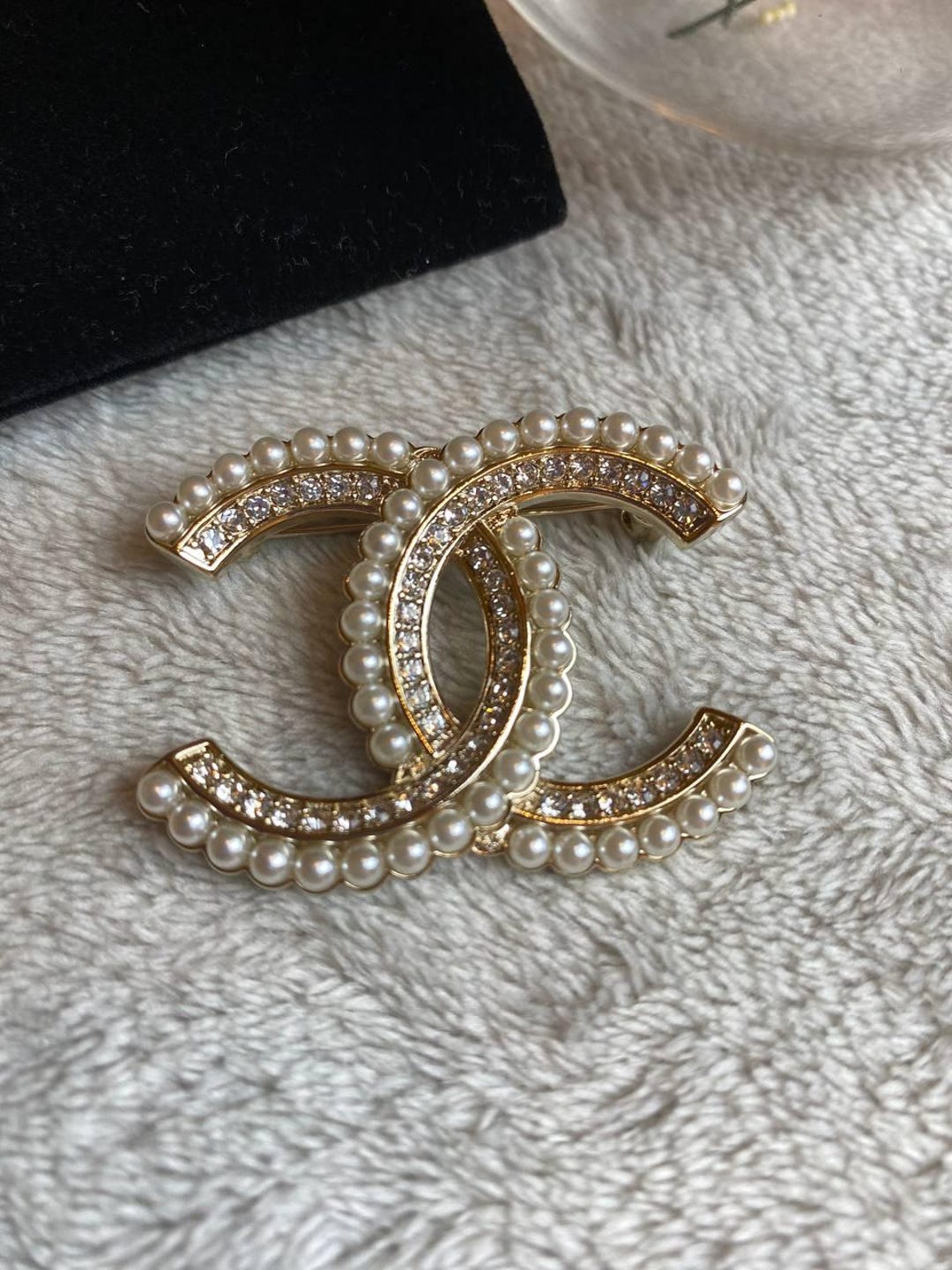 Luxury Chanel 18k Gold Milky Beads Stones CC Logo Designer Brooch - Etsy
