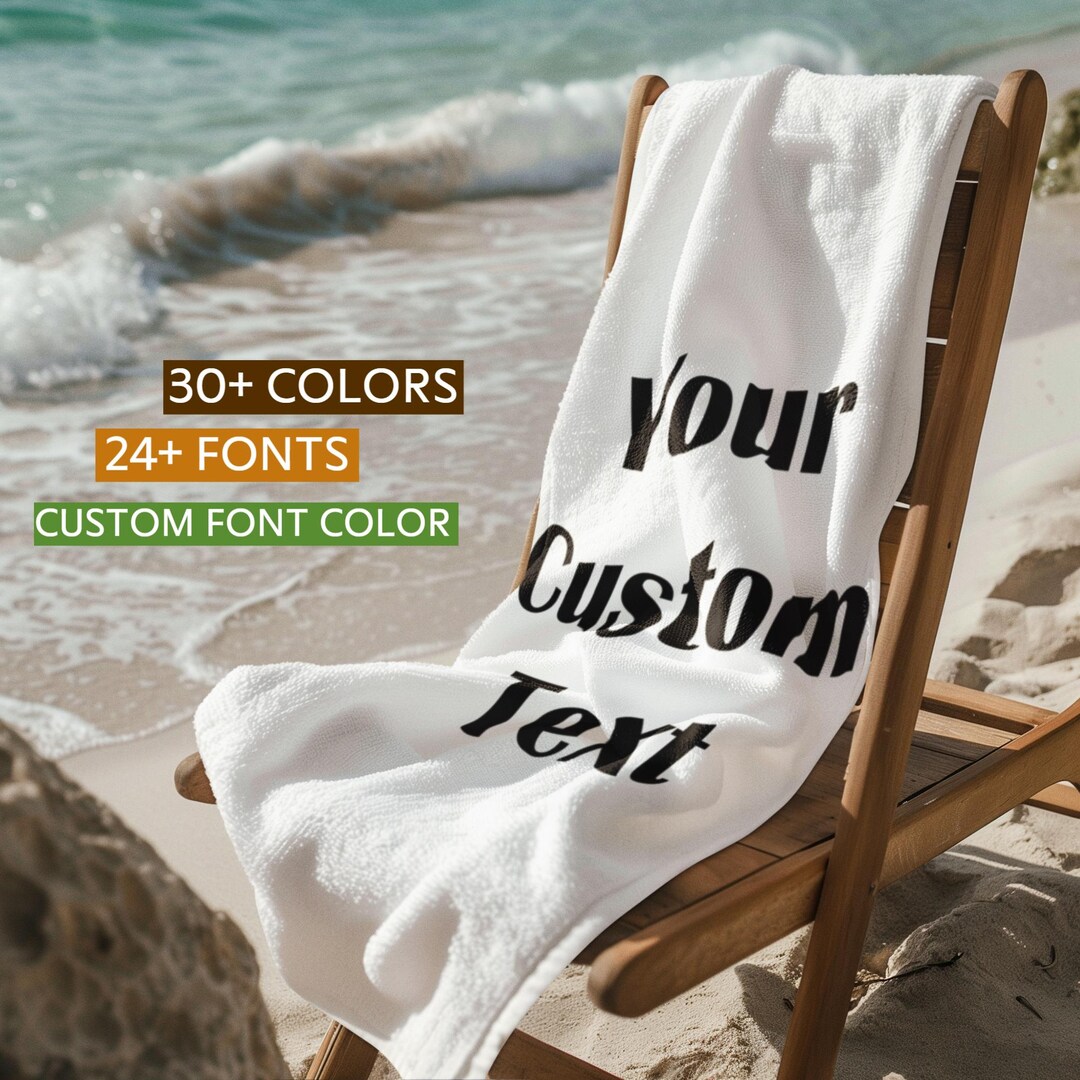 Custom Text Beach Towel,personalized Decor Gift,summer Pool Birthday ...