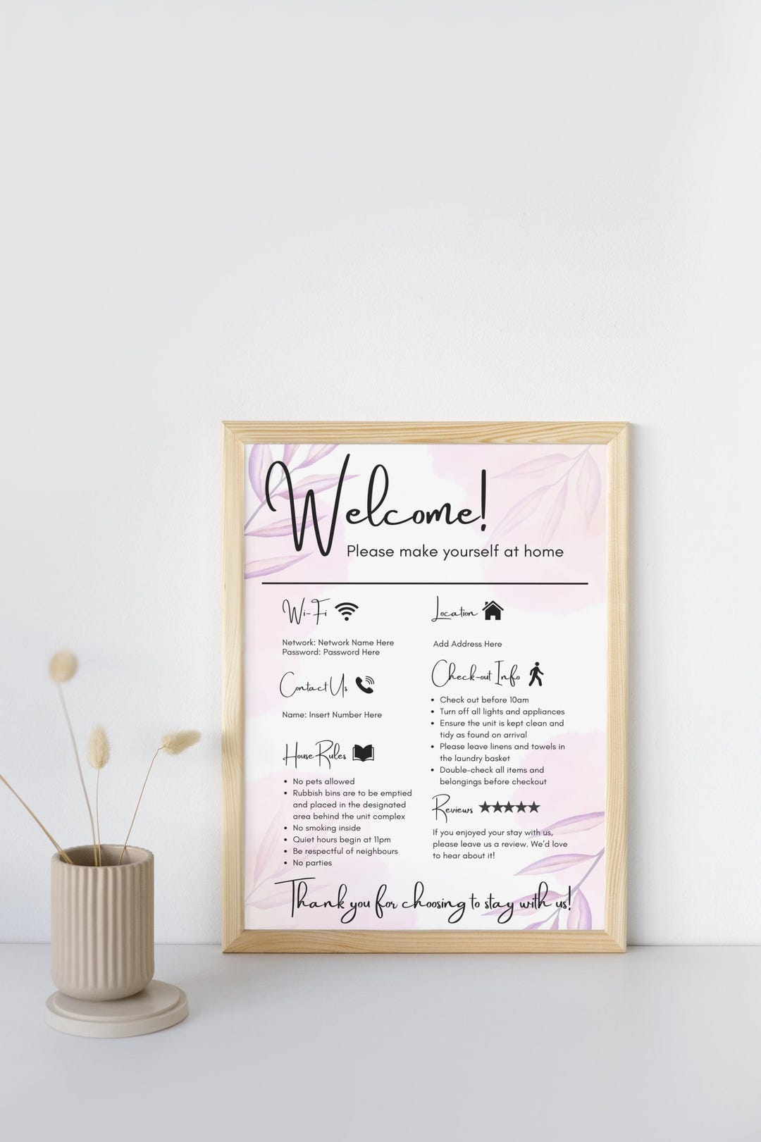 Light Purple - Airbnb Welcome Sign Customizable Template *self-editing ...