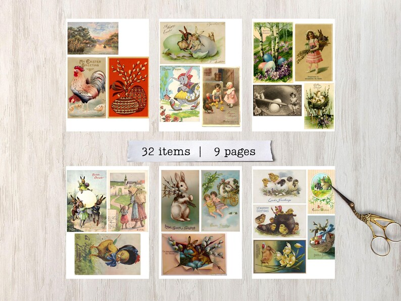 Vintage Easter Ephemera Bundle – Printable Collage Images (PDF) - Etsy
