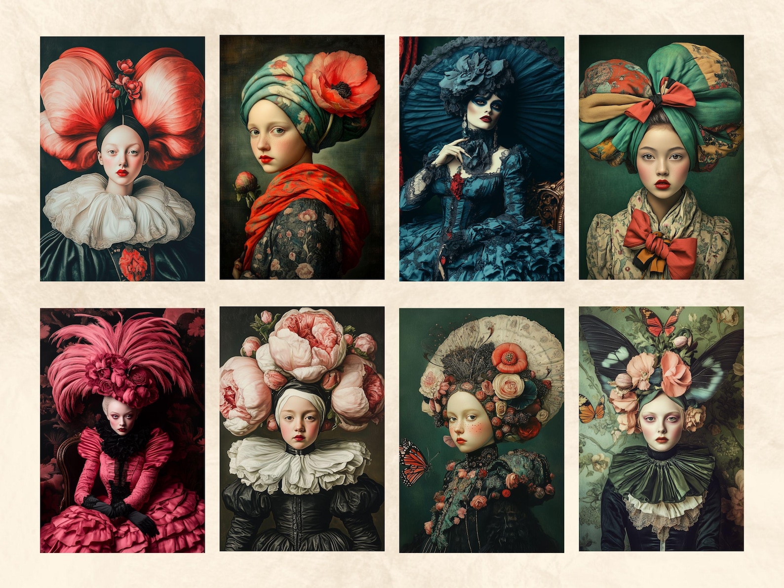 Baroque Floral Portraits | Vintage Botanical | Fantasy Printable ...