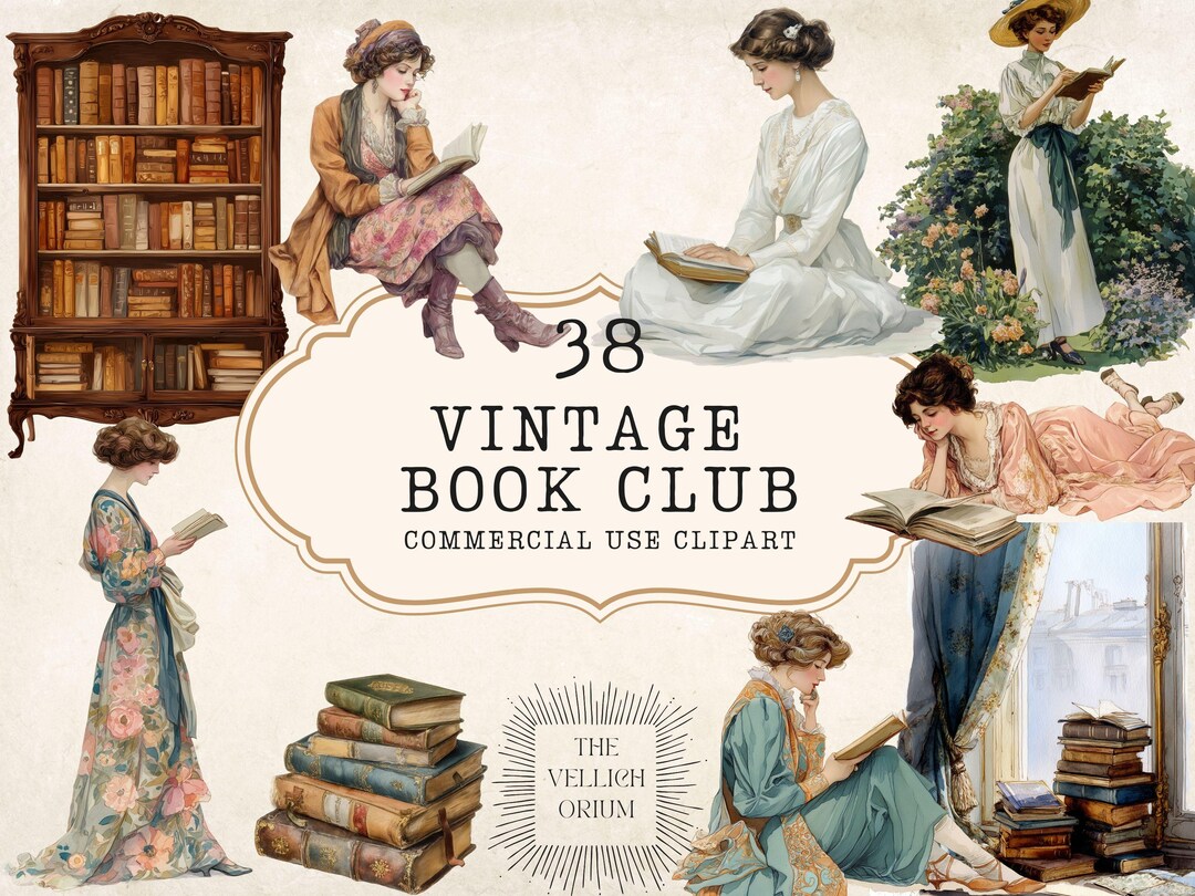Vintage Book Clipart | Victorian Reading Woman Ephemera | Antique ...