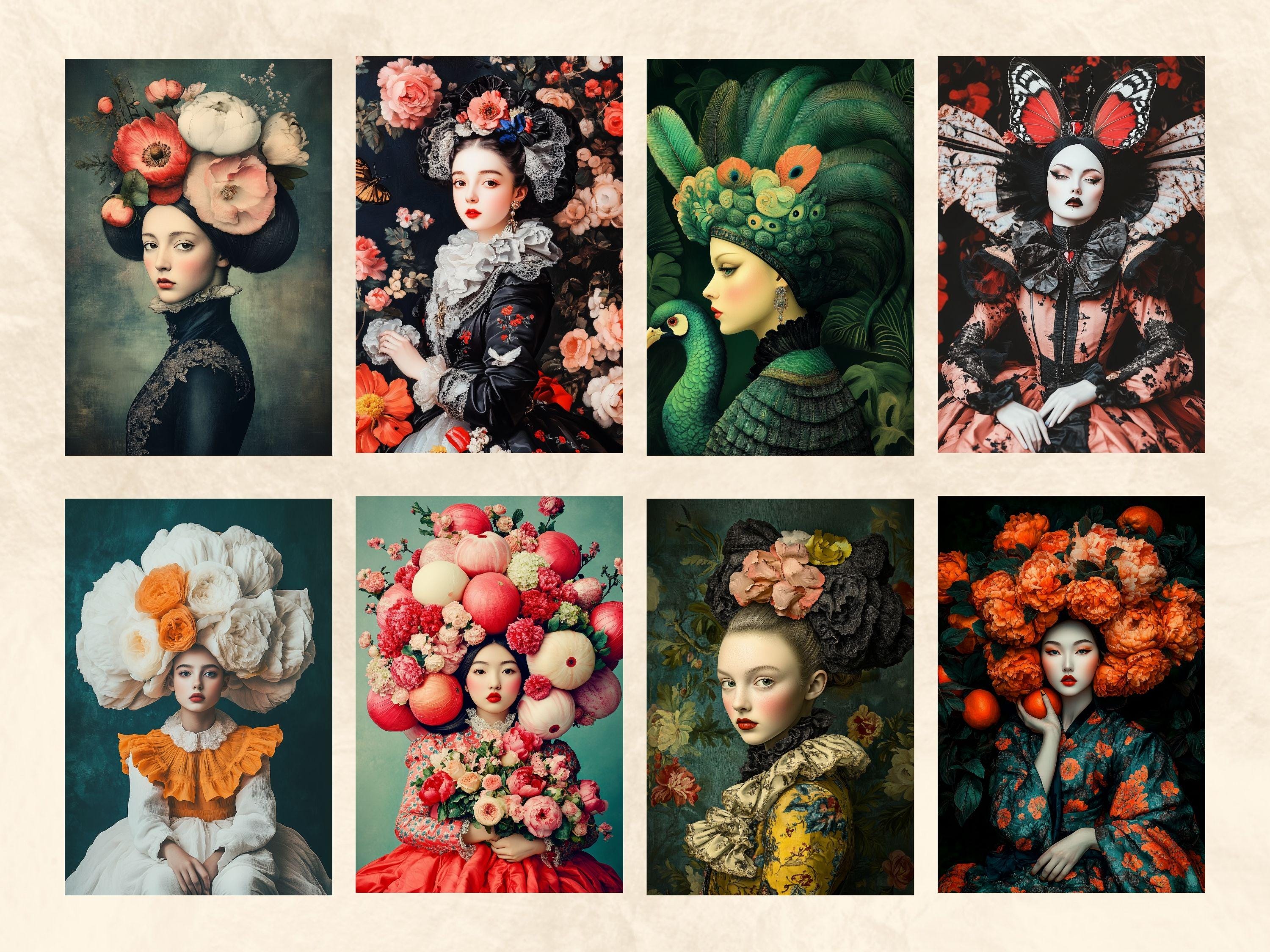 Baroque Floral Portraits | Vintage Botanical | Fantasy Printable ...