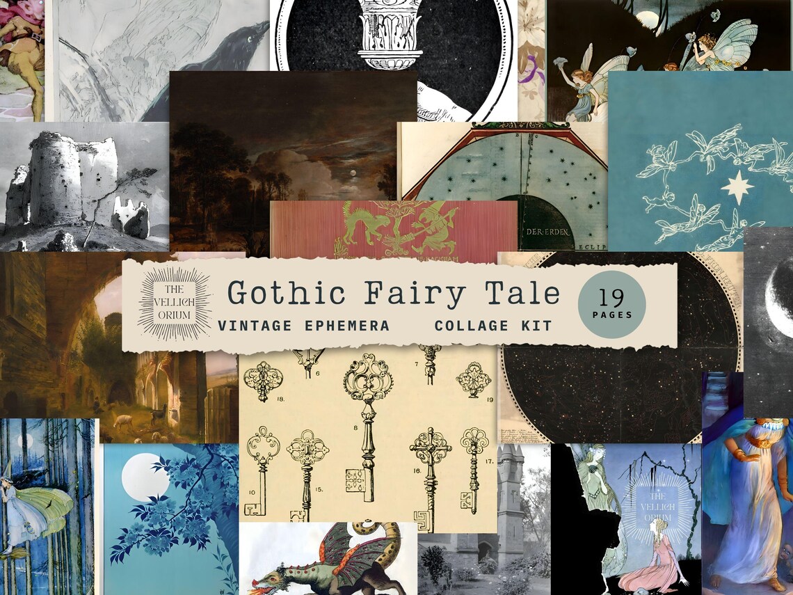 Gothic Fairy Tale Collage Kit, Vintage Ephemera, Printable Pages (PDF ...