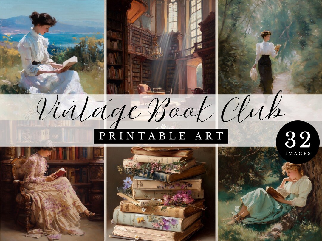 Vintage Reading Printable Art | Antique Book Lover Decor | Victorian ...