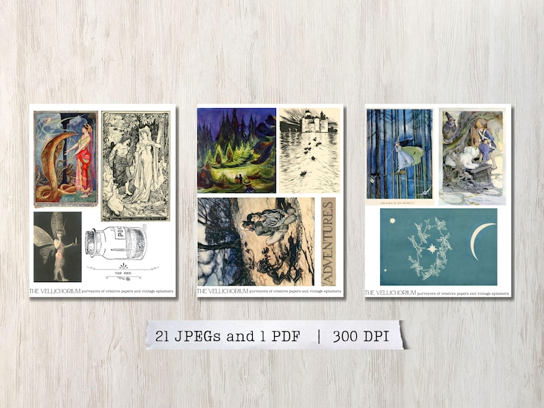 Gothic Fairy Tale Collage Kit, Vintage Ephemera, Printable Pages (PDF ...