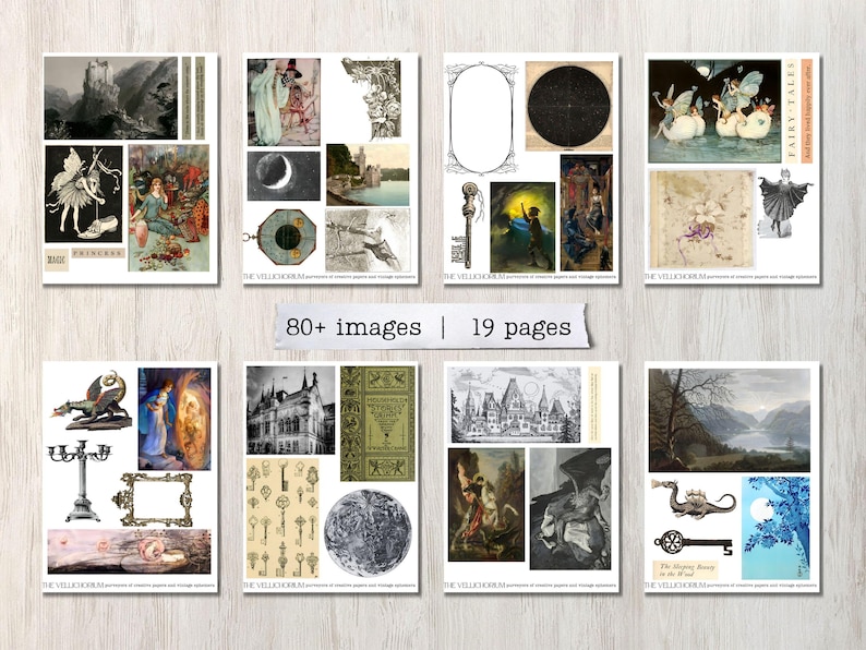 Gothic Fairy Tale Collage Kit, Vintage Ephemera, Printable Pages (PDF ...