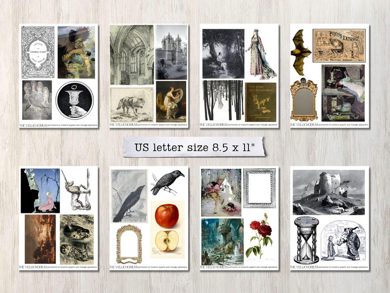 Gothic Fairy Tale Collage Kit, Vintage Ephemera, Printable Pages (PDF ...