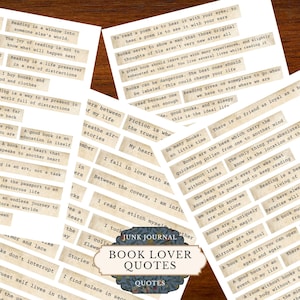 Vintage Book Quotes Printable | Bookish Junk Journal Ephemera | Reading ...