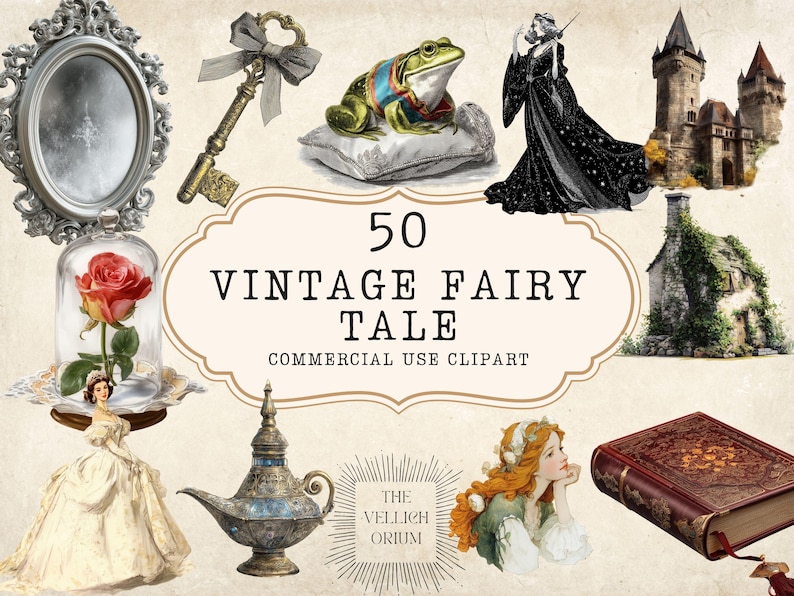 Vintage Fairy Tale Clipart | Storybook PNG Illustrations (50 Files) - Etsy