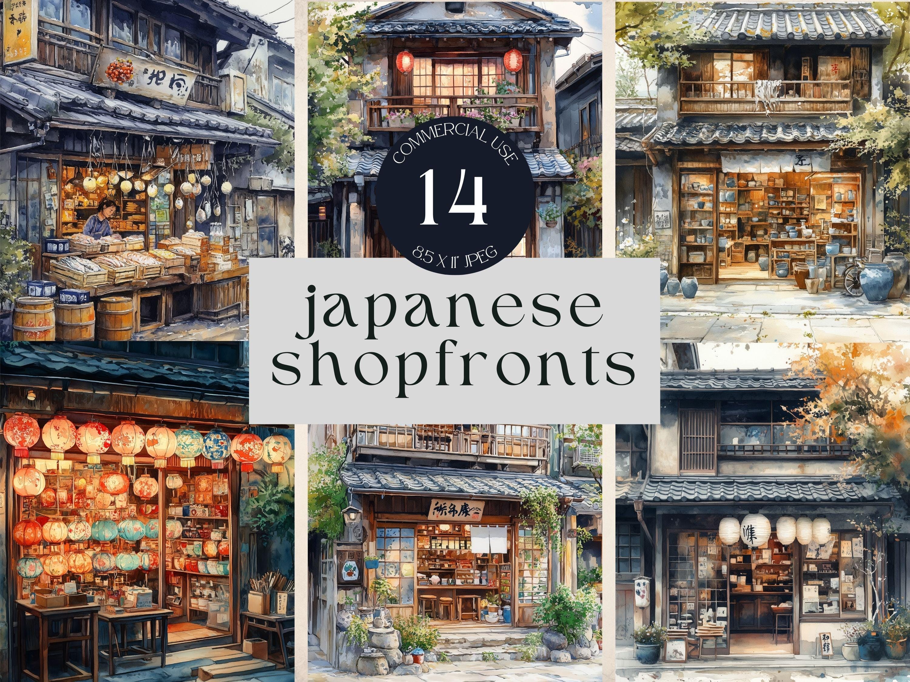 Japanese Shopfront Digital Clipart Pack, Traditional Storefront Art ...