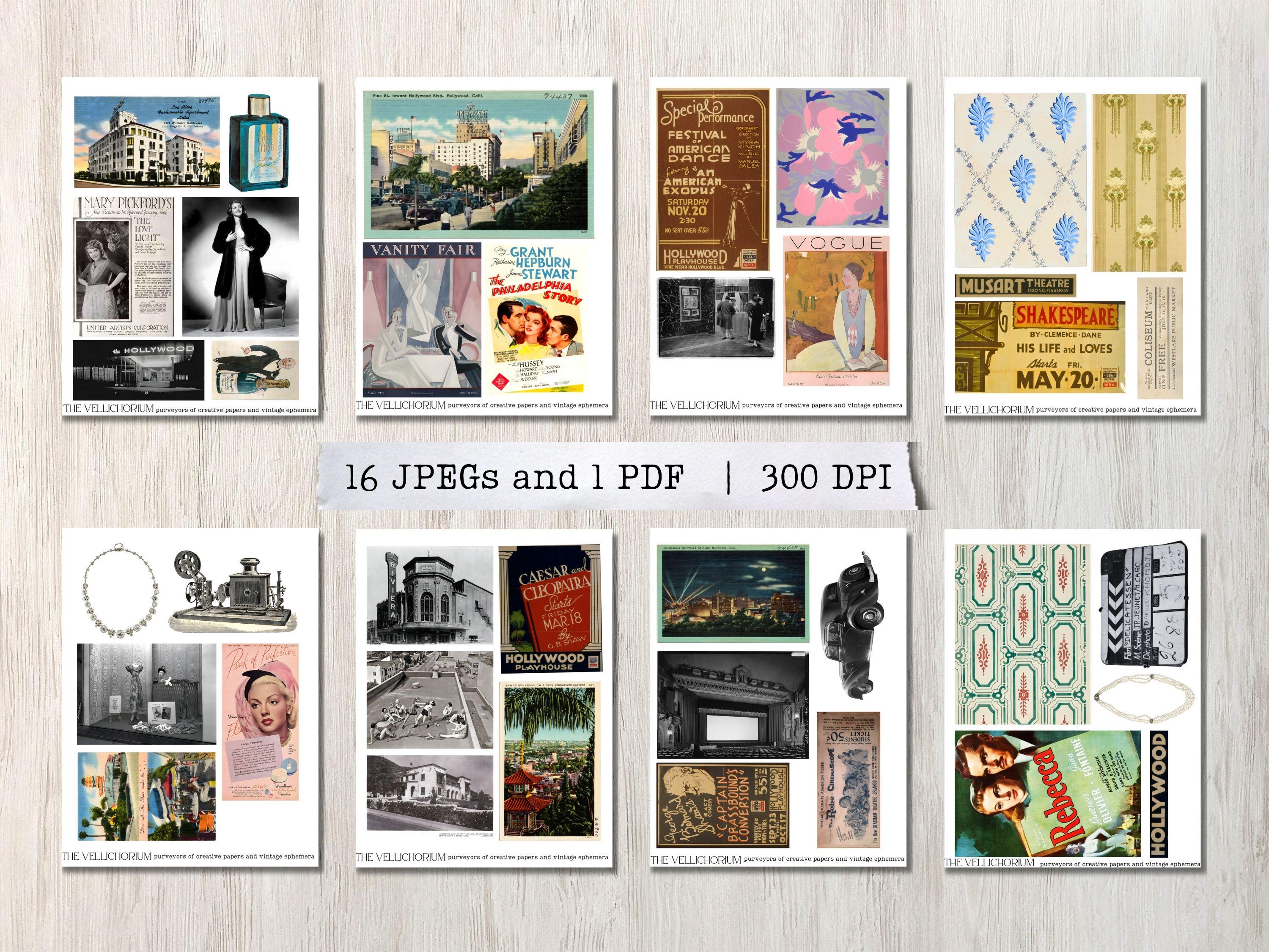Old Hollywood Ephemera | Vintage Collage Kit (printable) - Etsy