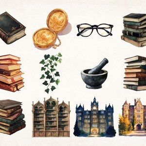 Dark Academia Clipart Bundle – Vintage Aesthetic Graphics, Transparent ...