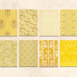 Vintage Yellow Wallpapers – Digital Papers – Printable Antique Patterns ...