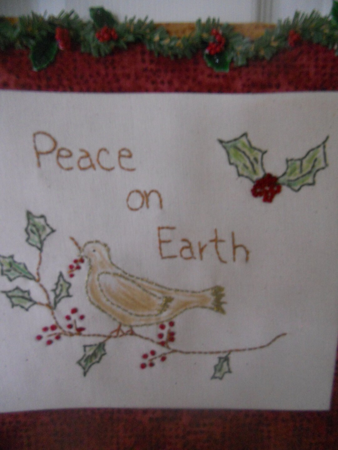Peace on Earth Wall Hanging Embroidered Wall Hanging Dove of - Etsy