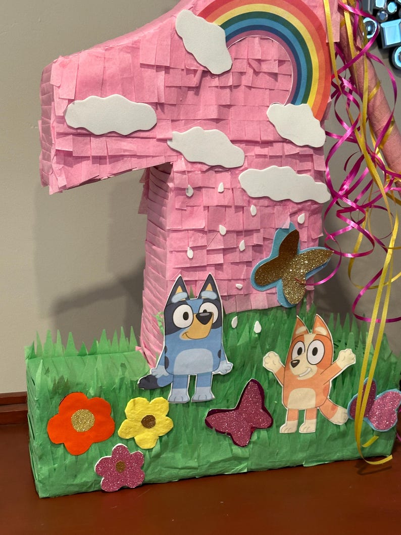 Personalized Number Pinata, Bluey Theme Number Pinata, Handmade Custom ...