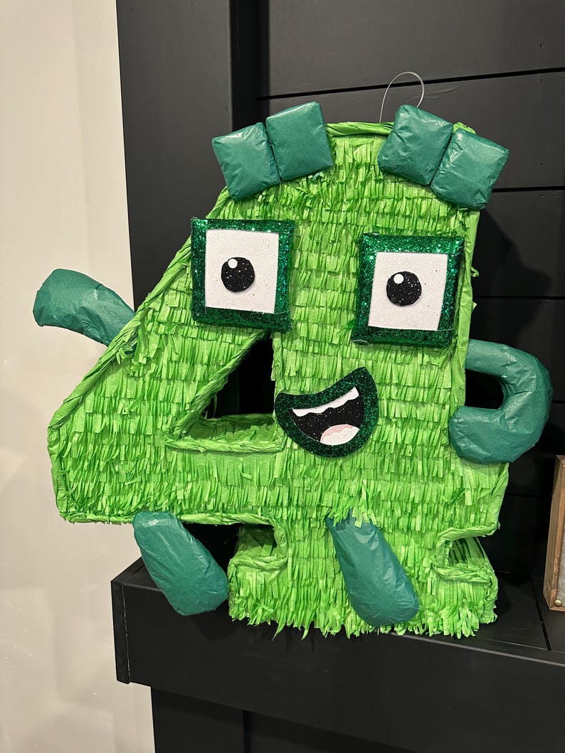 Numberblocks Inspired Number 4 Pinata - Handmade Party Decor - Etsy