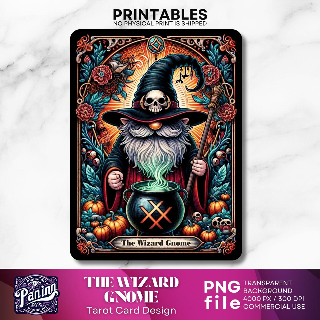 The Wizard Gnomee Tarot Card Printer, Gnome Artful Witch Tarotdeck ...