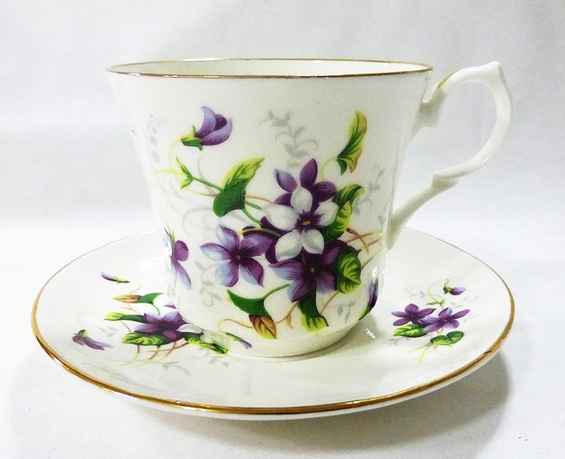 Springfield England Bone China Tea Cup and Saucer Lavender Violets ...